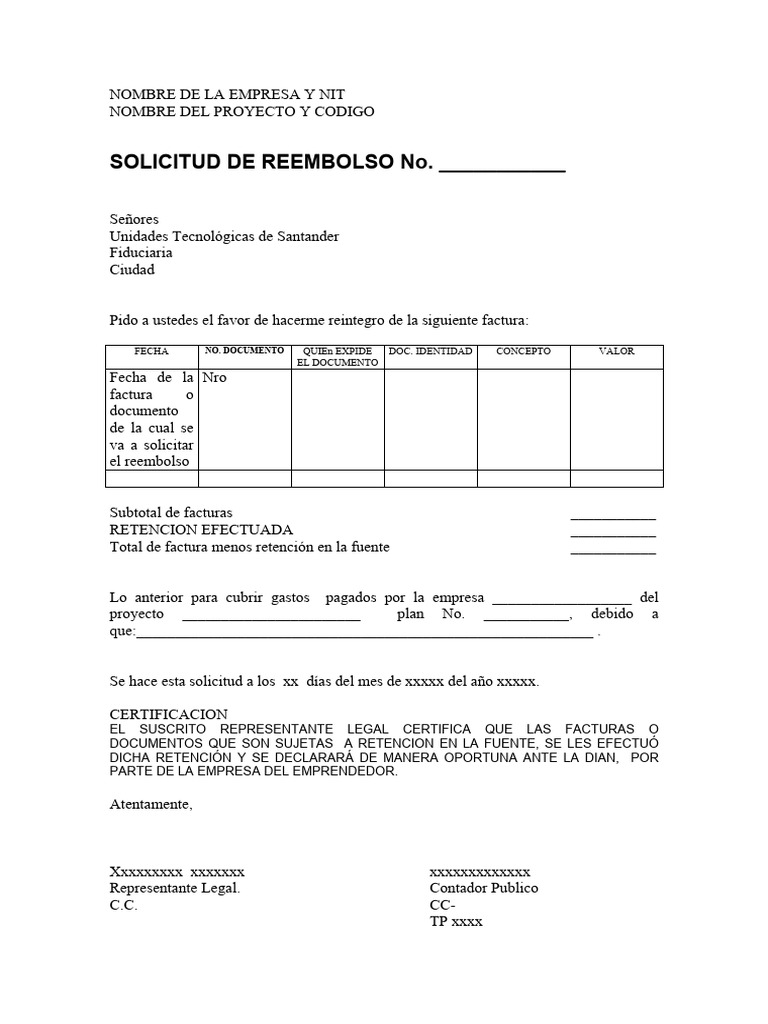 Solicitud de Reembolso | PDF