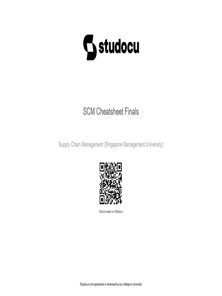 SCM Cheatsheet Finals | PDF | Supply Chain Management | Teaching ...