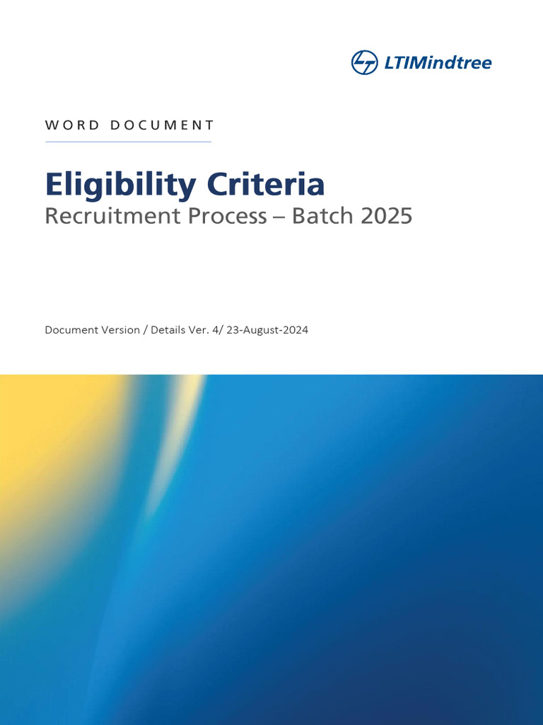 Eligibility Criteria Technical Engineering Batch 2025 Pdf