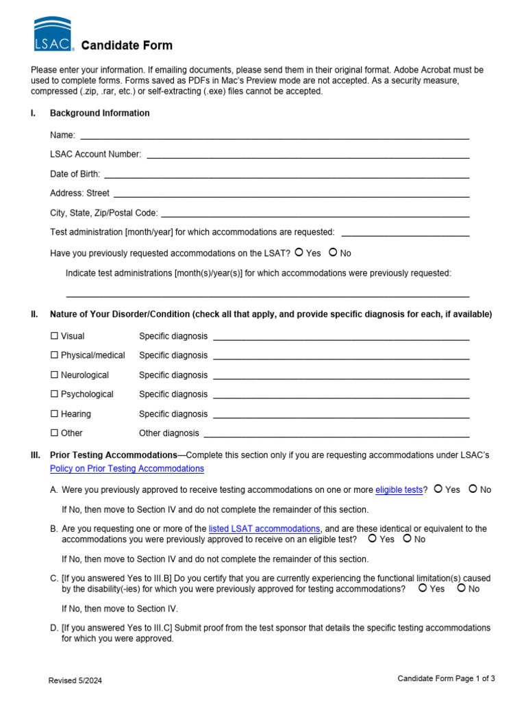 2024-2025 Candidate Form | PDF