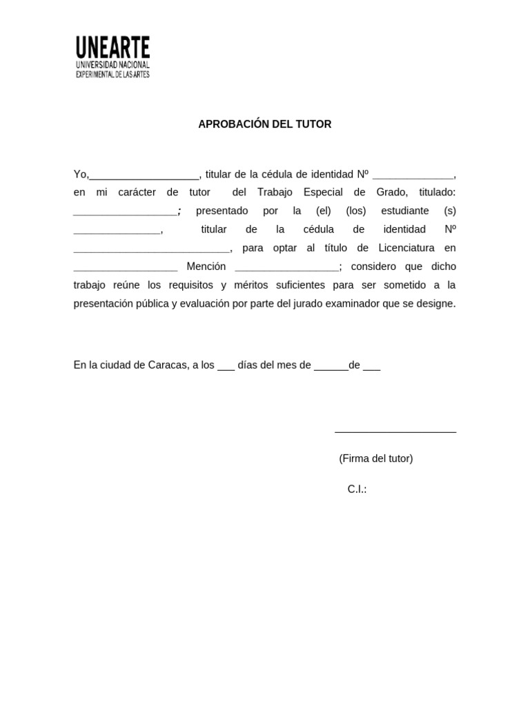 3 Modelo Carta APROBACIÓN DEL TUTOR | PDF