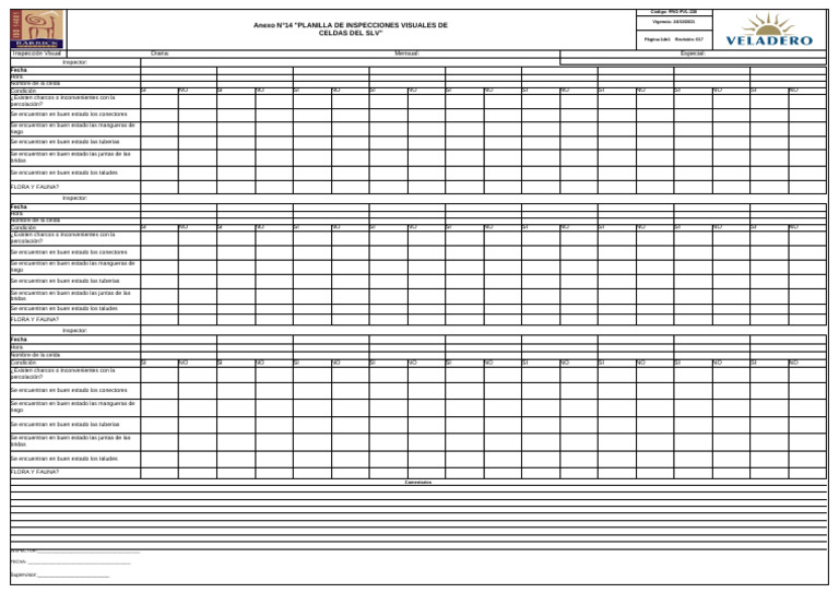 Anexo_N14_Planilla_de_inspecciones_visuales_de_celdas_del_SLV | PDF