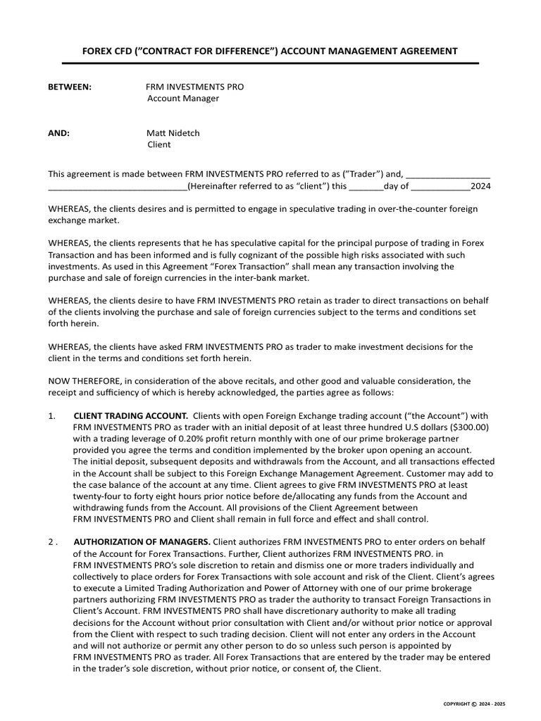 Account Management Agreement - Matt Nidetch | PDF