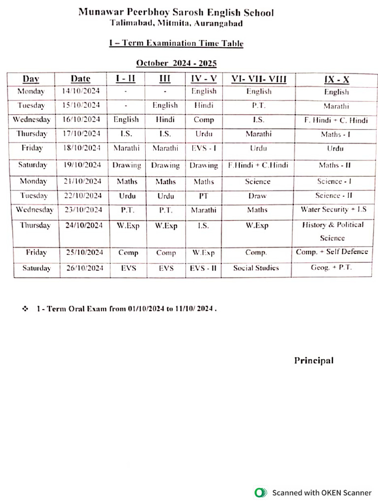 Ist Term Time Table | PDF