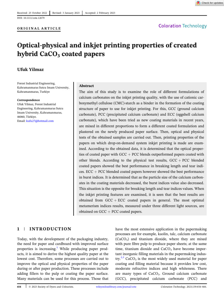 Coloration Technology - 2023 - Yilmaz - Optical Physical and Inkjet ...