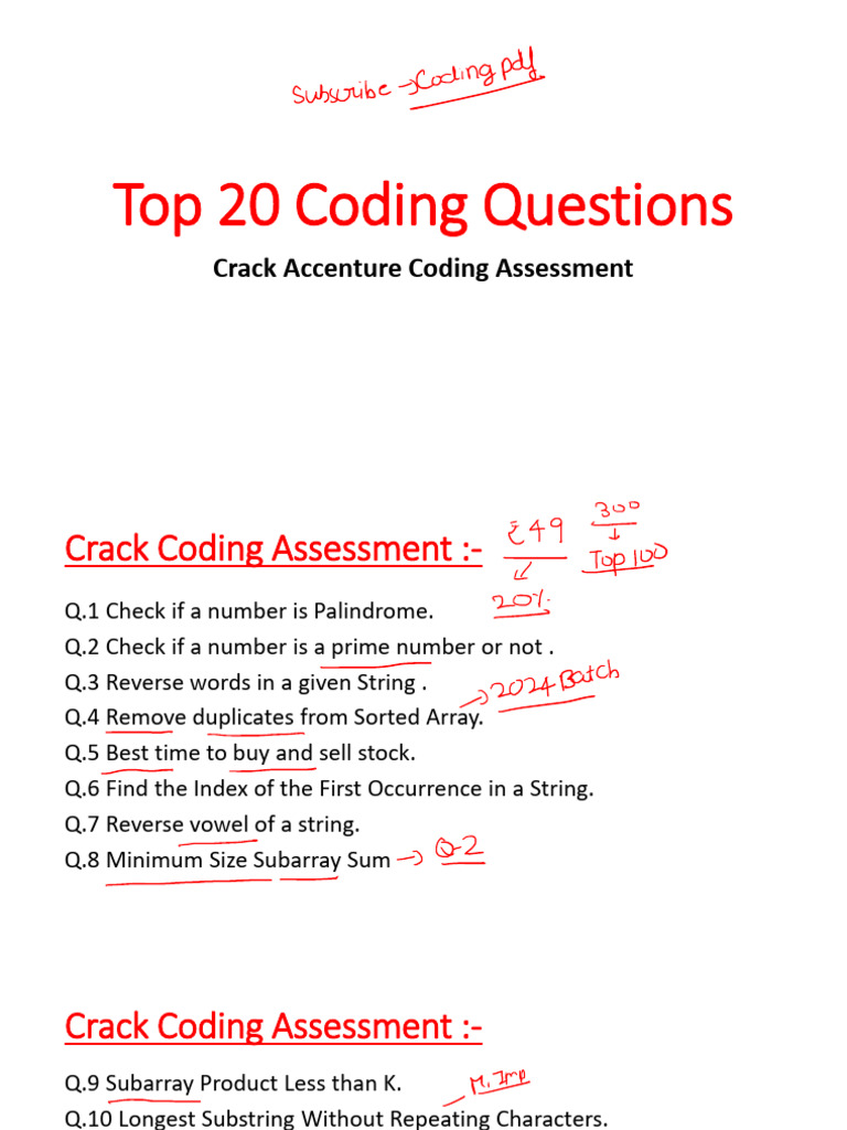 Top 20 Coding Questions | PDF | Teaching Methods & Materials | Home ... Top 20 Coding Questions | PDF | Teaching Methods & Materials | Home ...