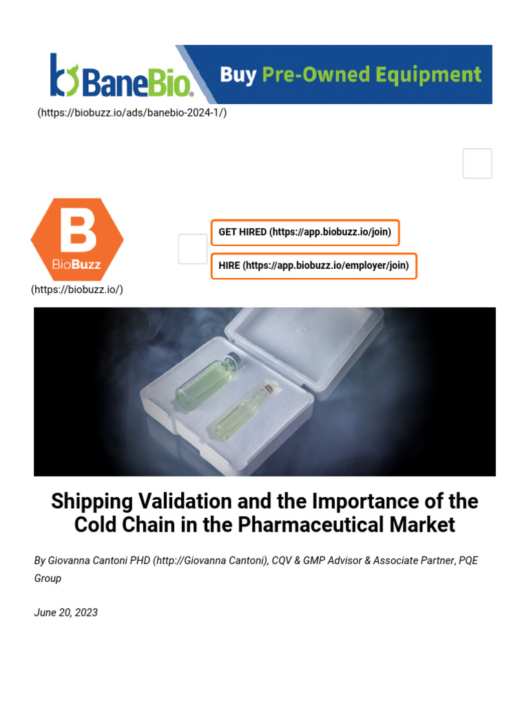 Shipping Validation and The Importance of The Cold Chain | PDF