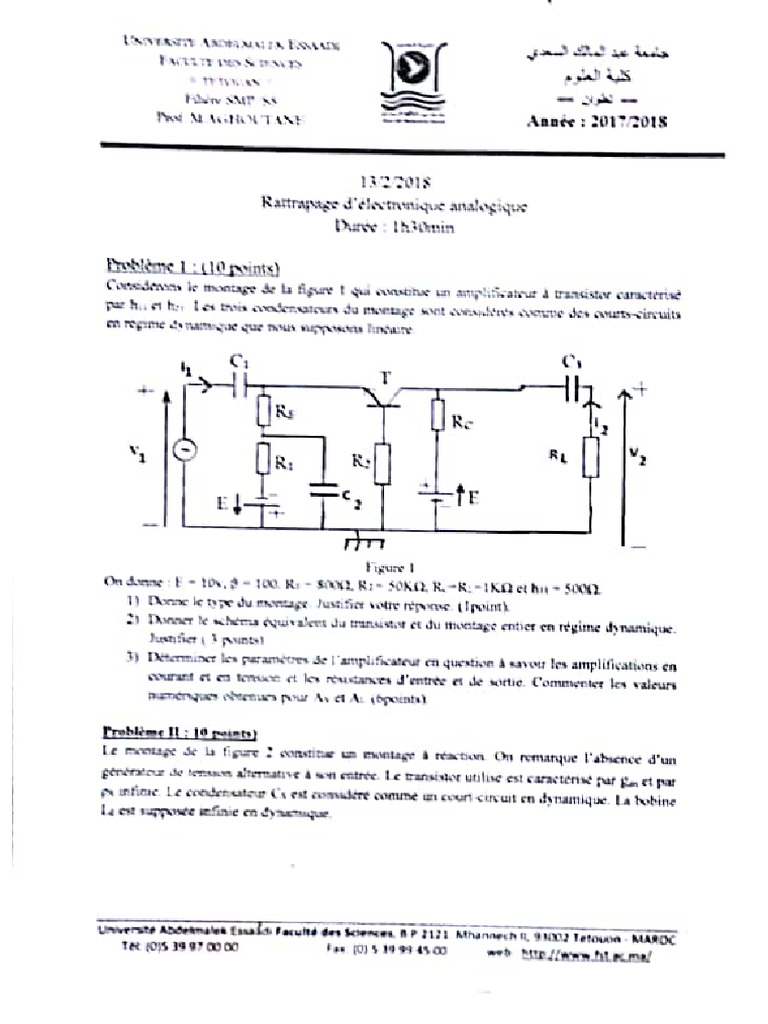Examen1 Electronique Analogique SMP5 | PDF