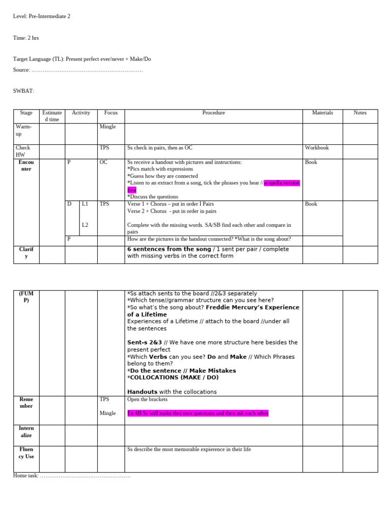 Lesson 9 Present Perfect Ever - Never + Make - Do | PDF