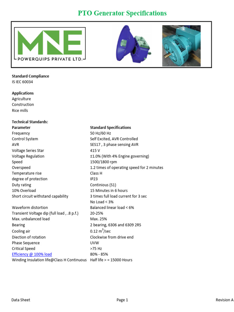 MNE PTO Grade Specification 1 | PDF