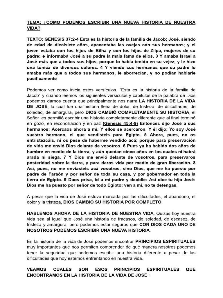 ¿Como Podemos Escribir Una Nueva Historia de Nuestra Vida - 2 | PDF