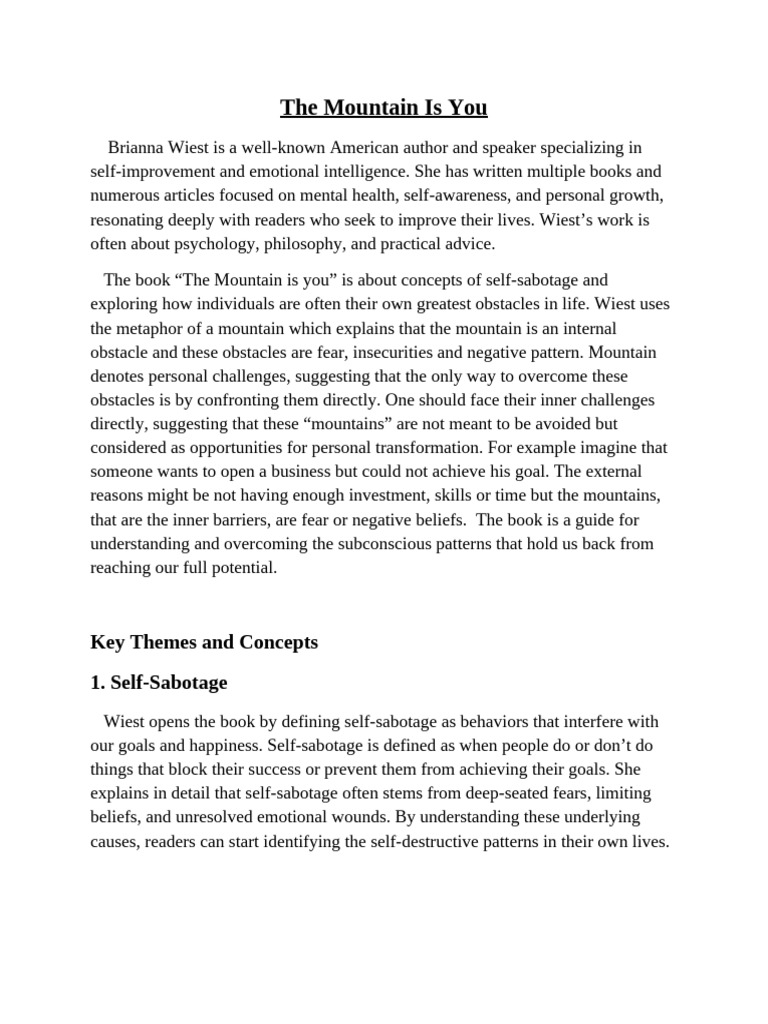 The Mountain Is You | PDF