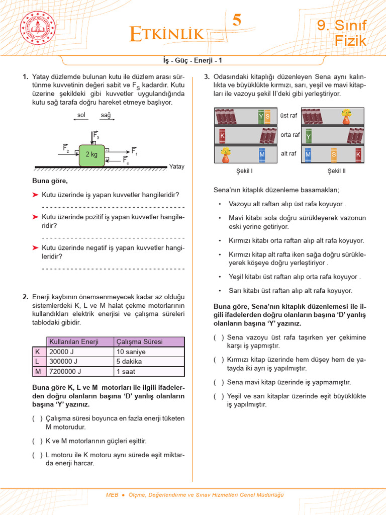 Sınıf - Sınıf Fizik Fizik: Üst Raf Orta Raf Alt Raf | PDF