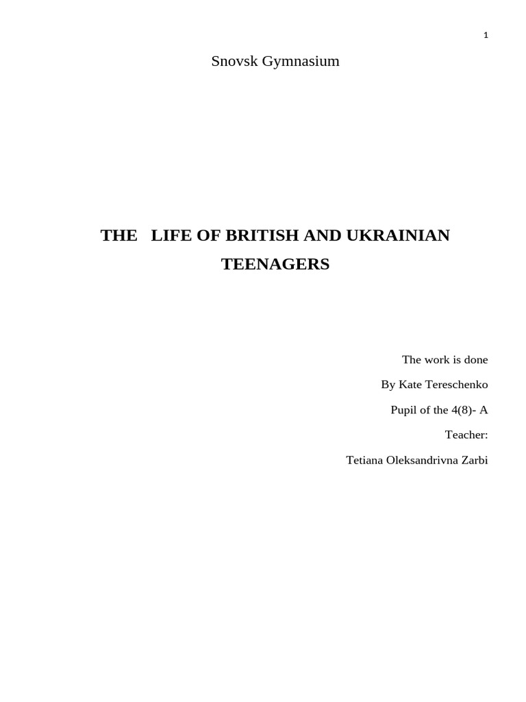 MAH Life of British Teenagers | PDF