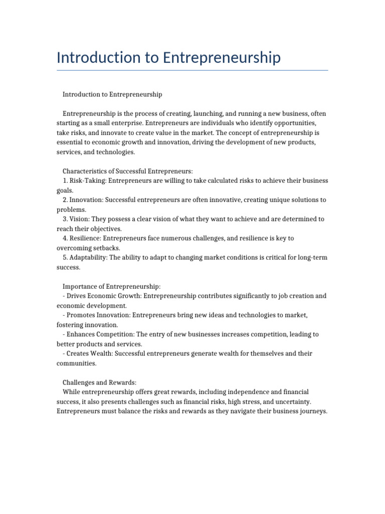 Introduction_to_Entrepreneurship | PDF