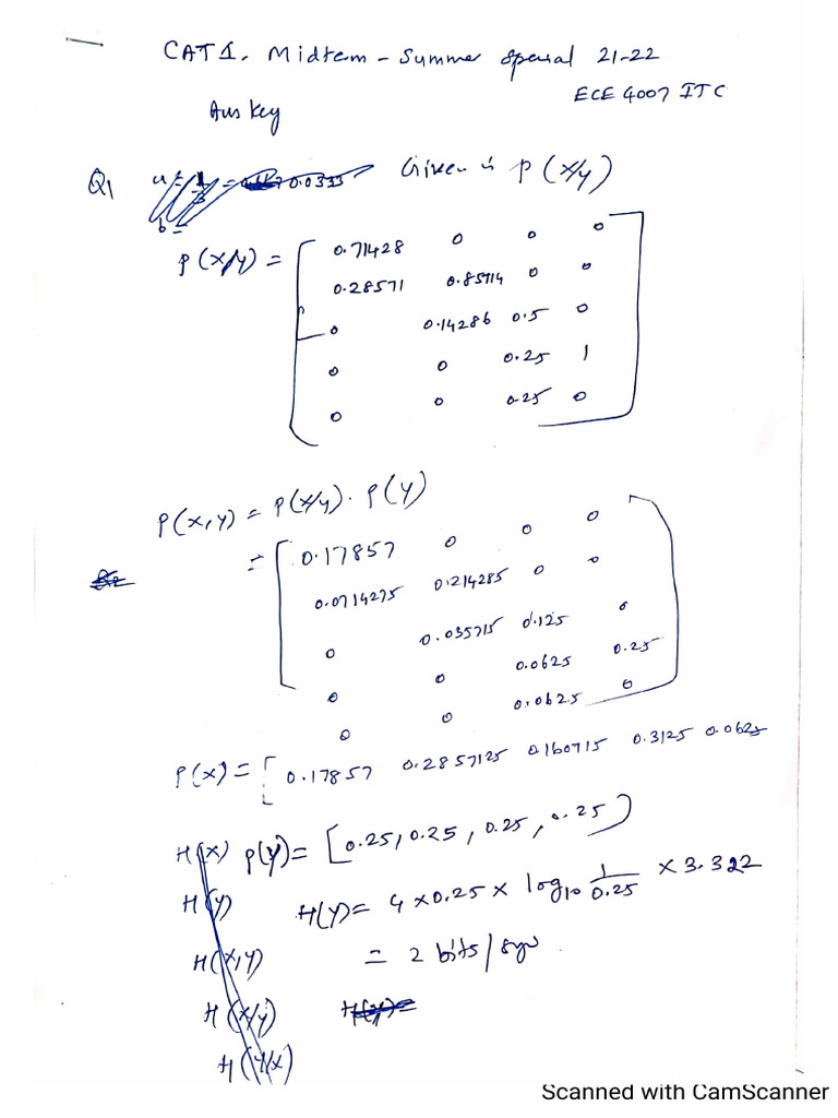 Sumsem-2021-22 Ece4007 Eth VL2021220701799 Cat-1 QP Key Midterm Ans Key Summer V Ece 4007 Itc 21 ...