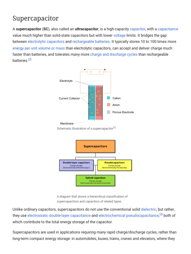 Supercapacitor - Wikipedia | PDF
