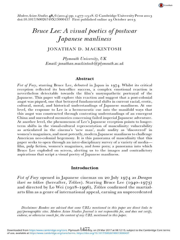 Bruce Lee A Visual Poetics of Postwar Ja | PDF