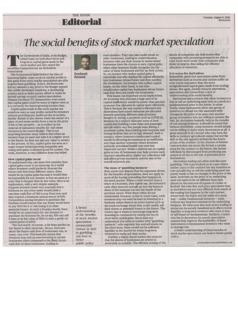 5 The Social Benifits of Stock Market Speculation | PDF