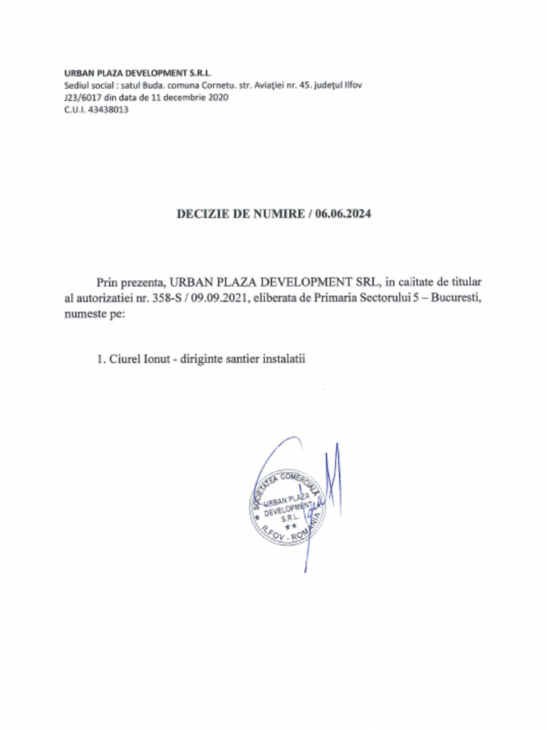 Decizii Numire Urban Plaza + Brand AG | PDF