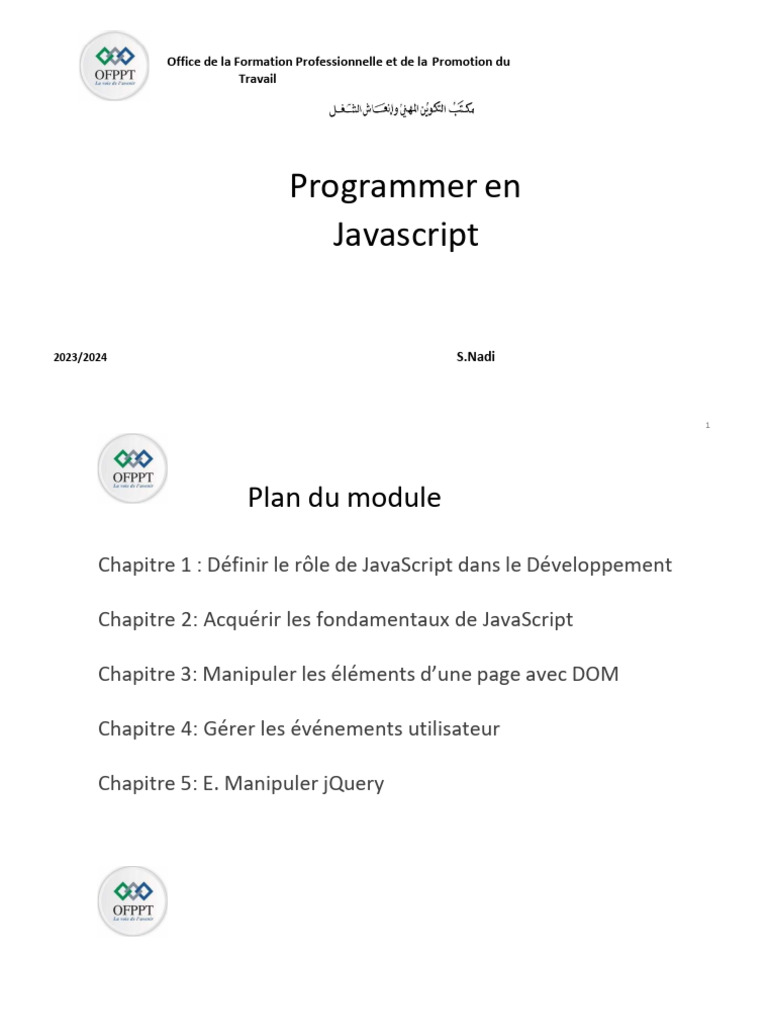 LangageJS Partie1et2 | PDF
