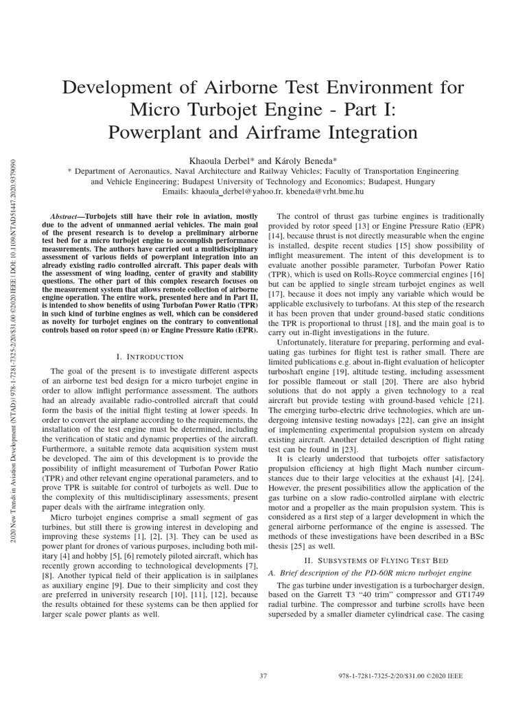 Development of Airborne Test Environment For Micro Turbojet Engine ...