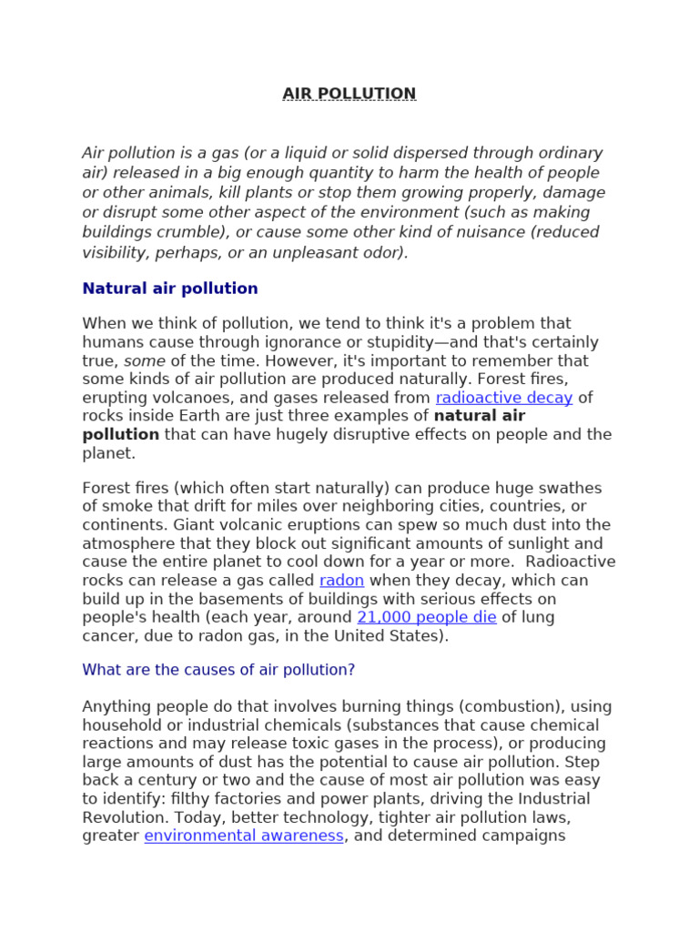 Air Pollution | PDF