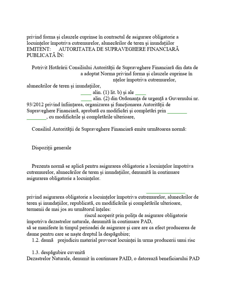 06.NORMA - Nr.7 - Din - 14 - August - 2013.forma Şi Clauzele Cuprinse În Contractul de Asigurare ...