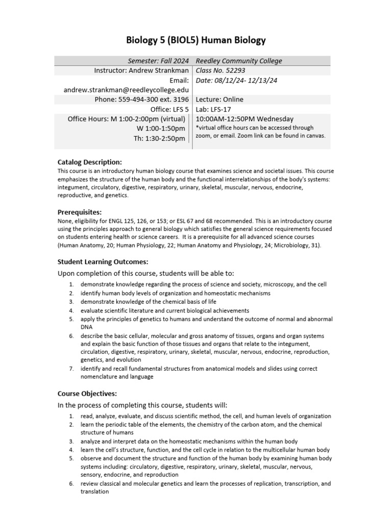 BIOL-5-52293 FA24. Strankman | PDF