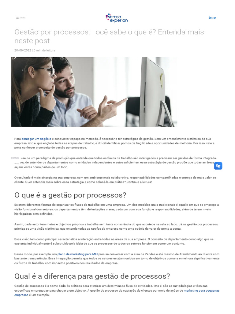 Gestão Por Processos - Você Sabe o Que É - Entenda Mais Neste Post | PDF