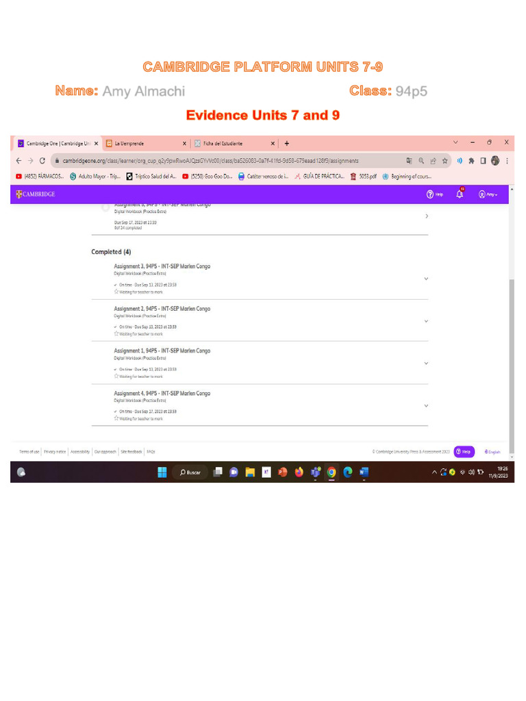 EVIDENCE CAMBRIDGE PLATFORM UNITS 7_9 Amy Almachi | PDF