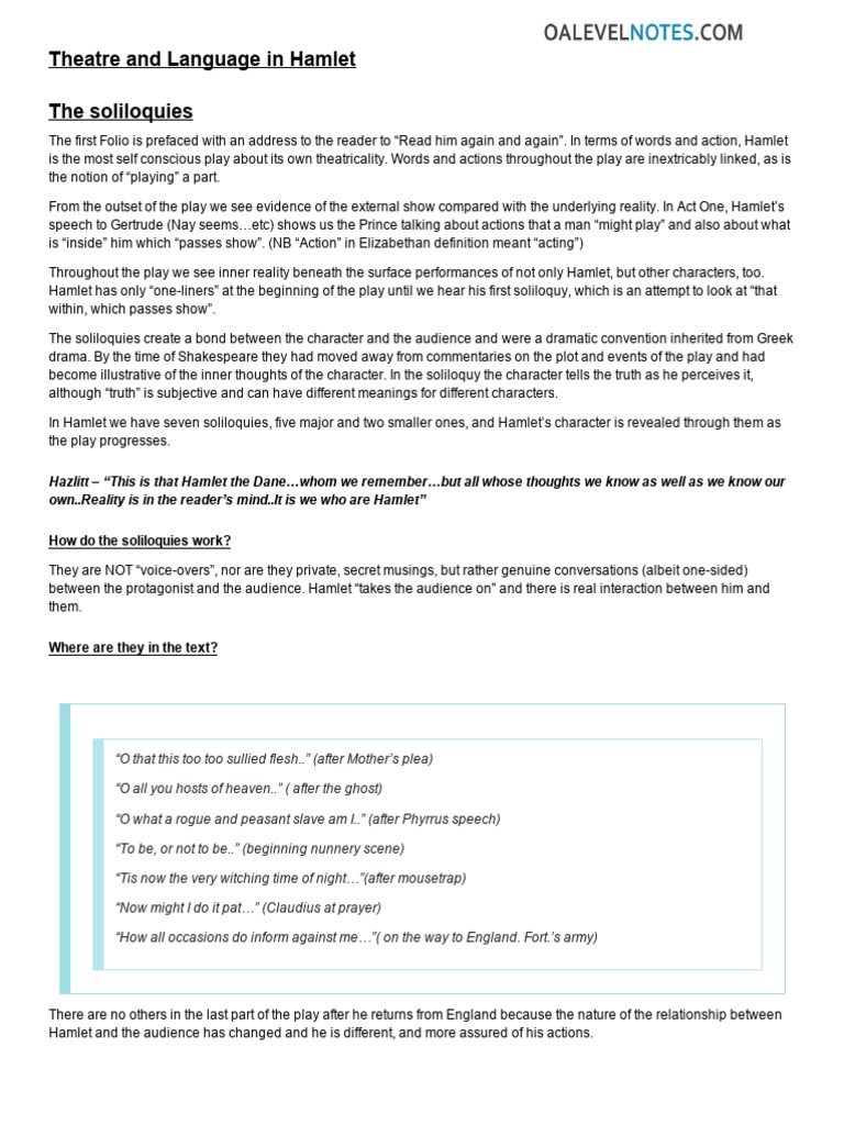 Theatre and Language in Hamlet | PDF