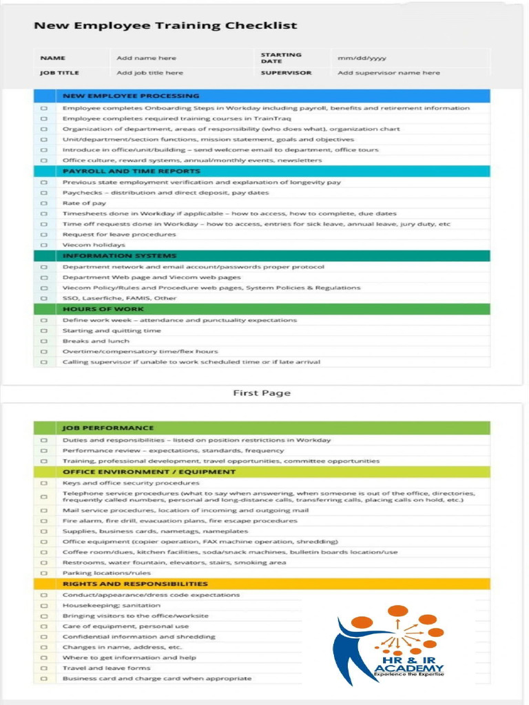 Employee Training Checklist | PDF
