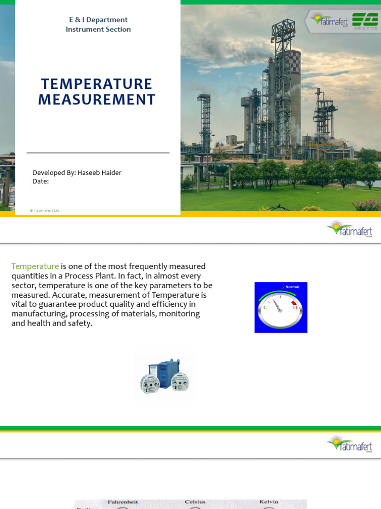 Temperature Measurement: E & I Department Instrument Section | PDF
