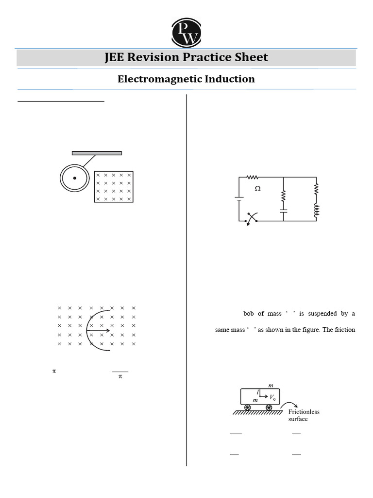 Electromagnetic Induction - Practice Sheet (JEE MAINS) | PDF | Inductor ...