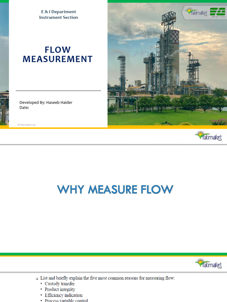 Flow Measurement: E & I Department Instrument Section | PDF