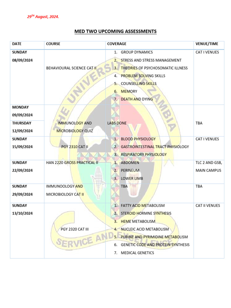 UPCOMING ASSESSMENTS UPDATED | PDF