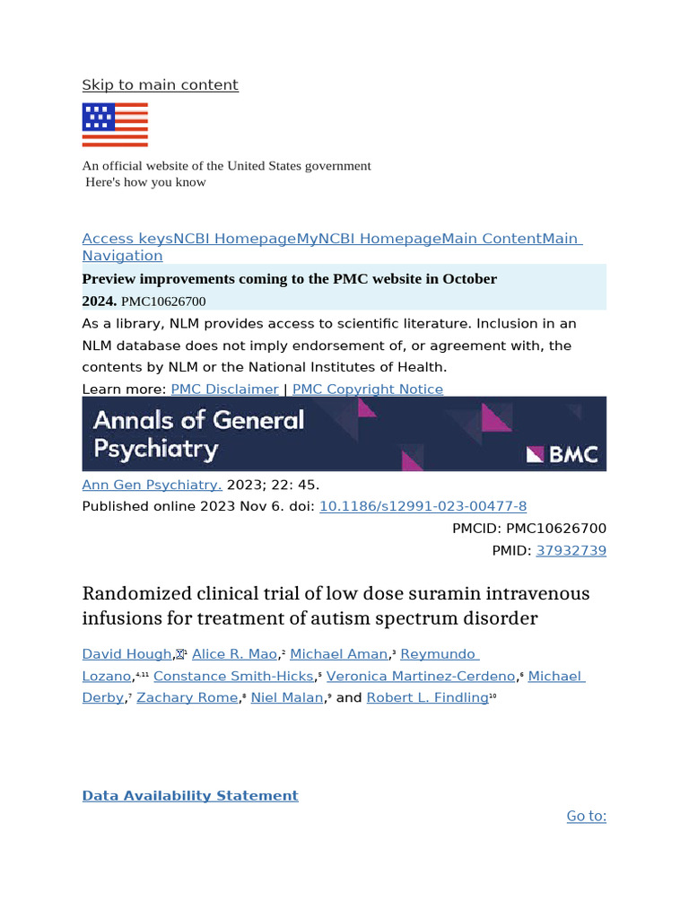 SURAMIN and Autism Disorders | PDF