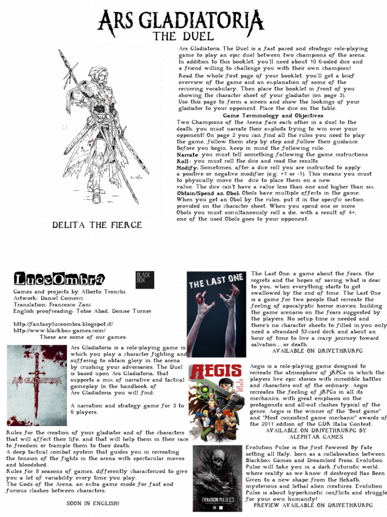 Ars Gladiatoria The Duel - Delita The Fierce | PDF
