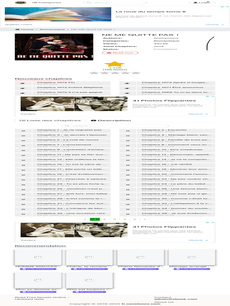 Lisez Le Roman NE ME QUITTE PAS en Ligne de Anonymous | PDF