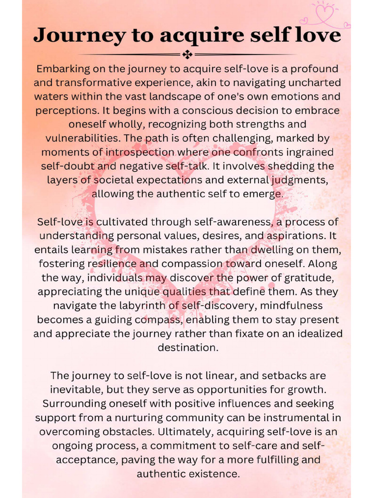 Journey To Acquire Self Love-1 | PDF