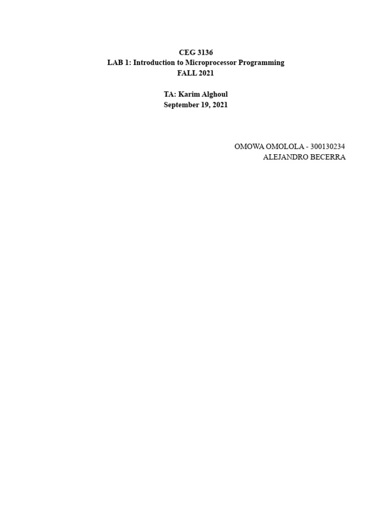 CEG 3136 PRE LAB 1 | PDF