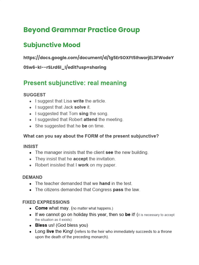 Subjunctive Mood 1 | PDF