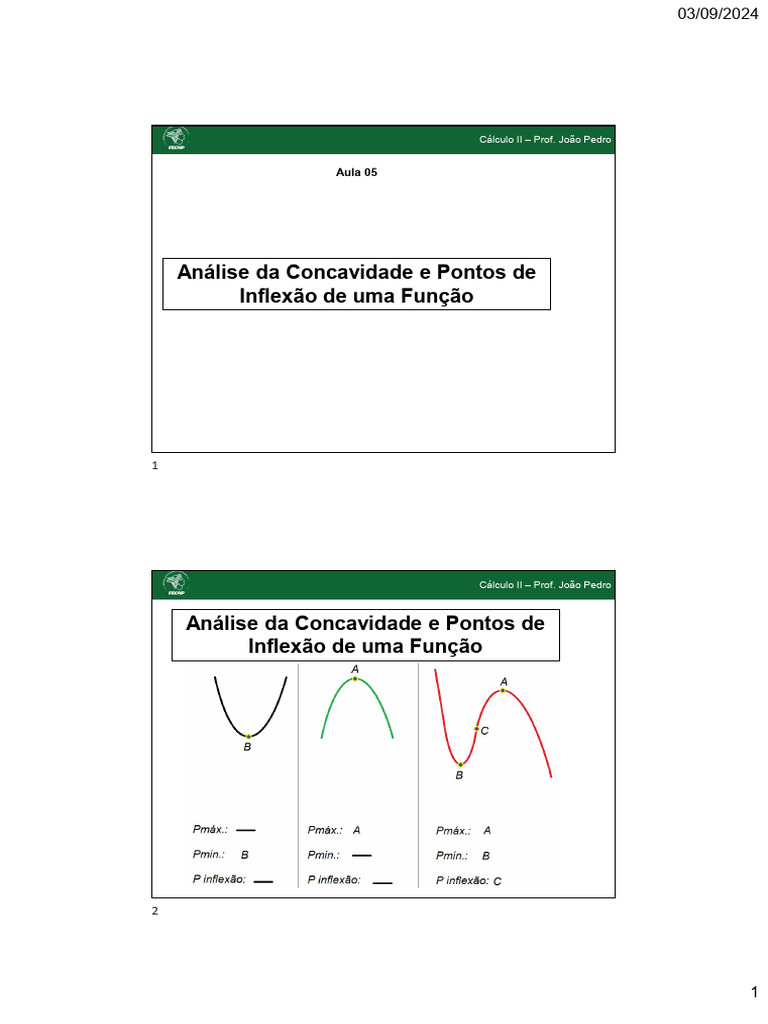 A5 - Aplic Derivadas - Concavidade e Inflexão - 2024 - 2 | PDF