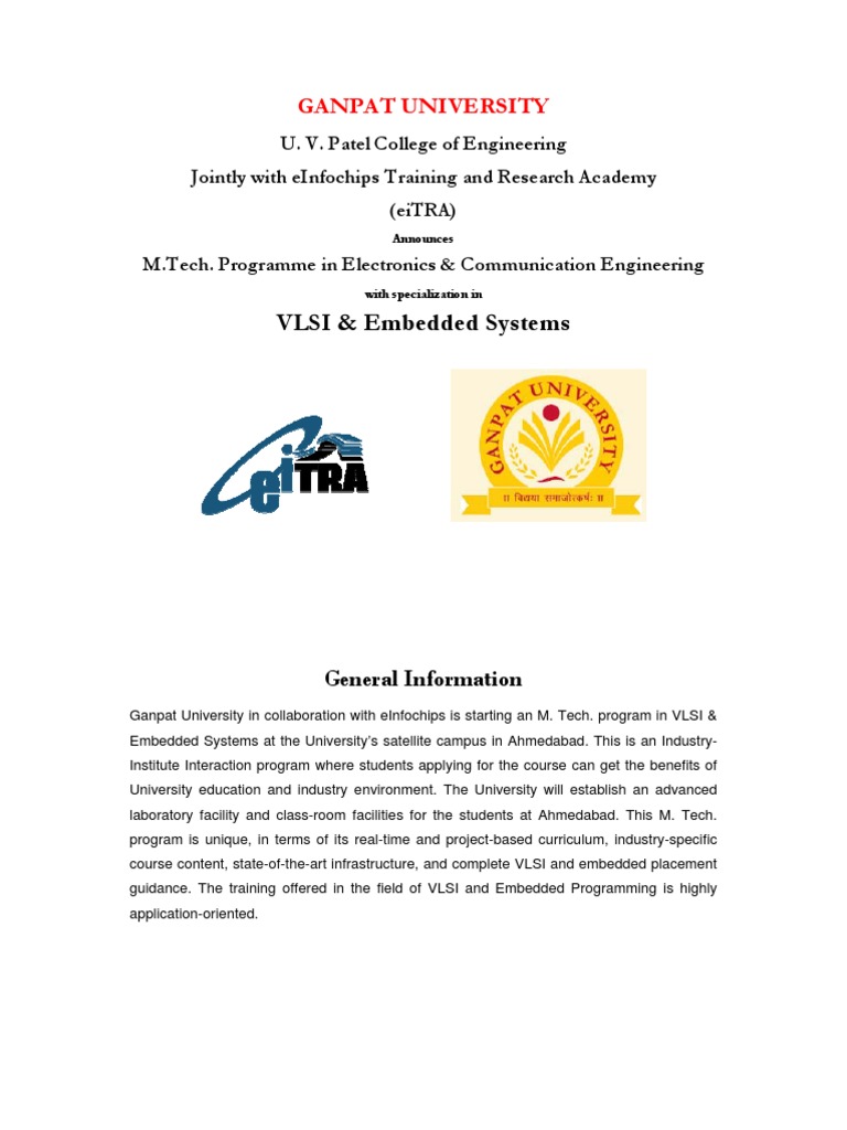 M.tech. VLSI Information | PDF | University And College Admission ...