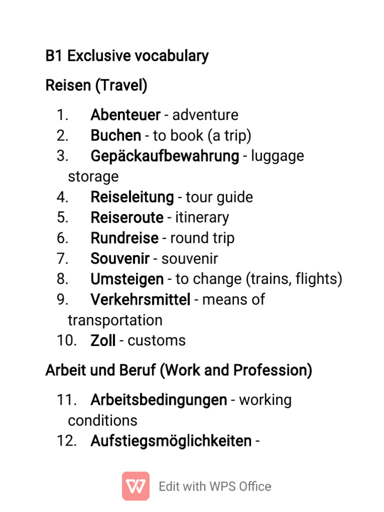 B1 Vocabulary | PDF