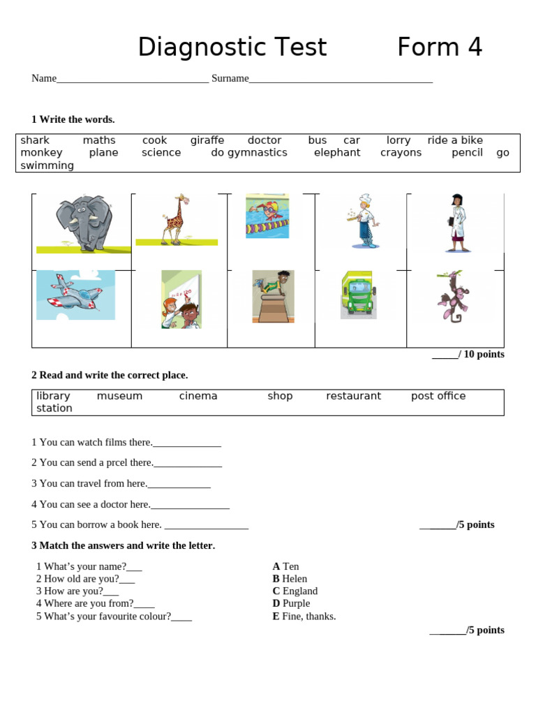 Diagnostic Test Form 4 | PDF