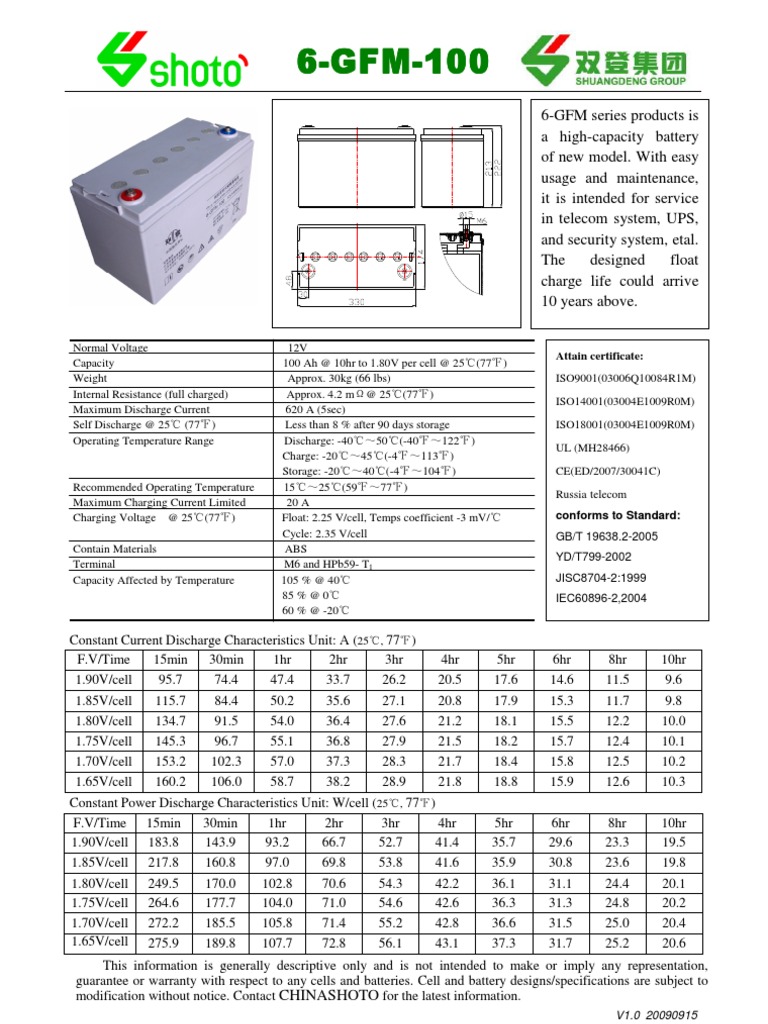 6 GFM 100 | PDF | Electrical Components | Battery (Electricity)