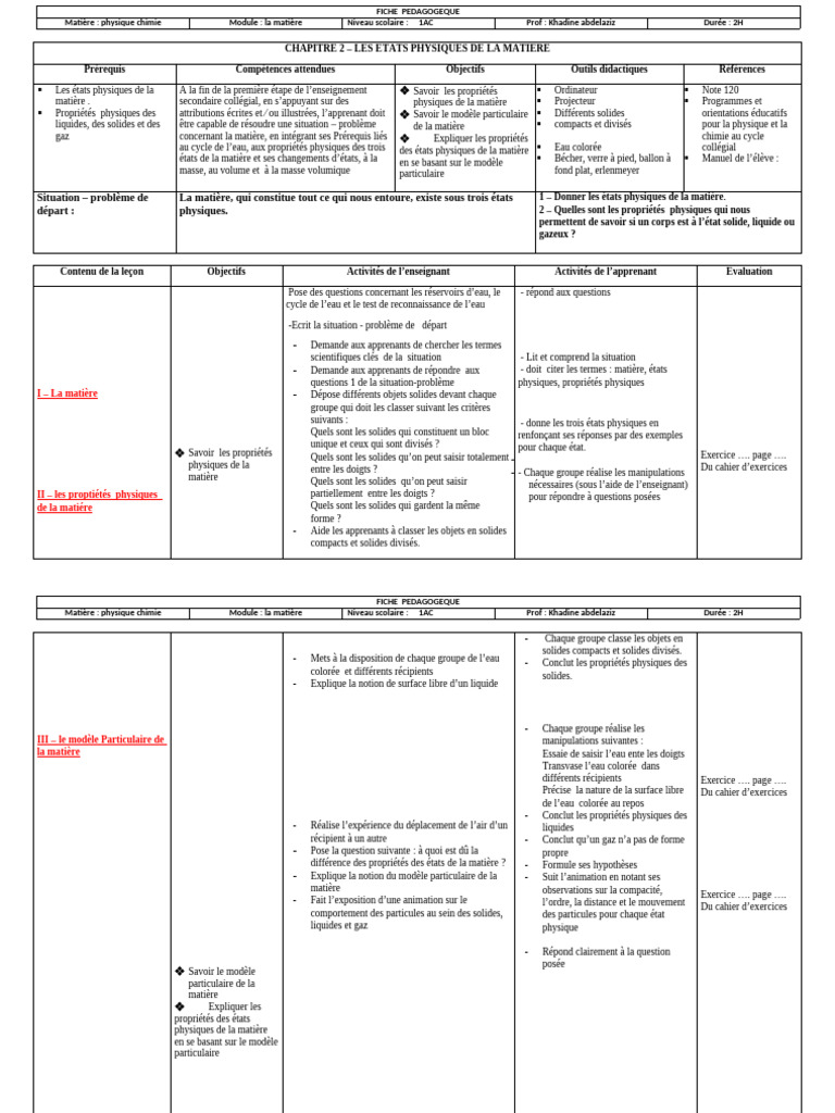 2les Etats de La Matiere | PDF