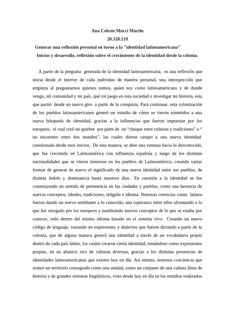 Identidd Latinoamericana Essay | PDF